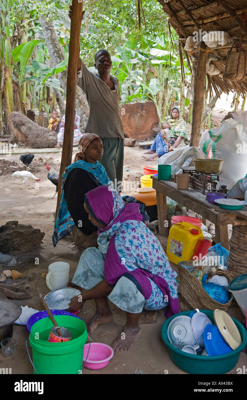 Zanzibar native woman cook the food in a village of the interland Stock ...