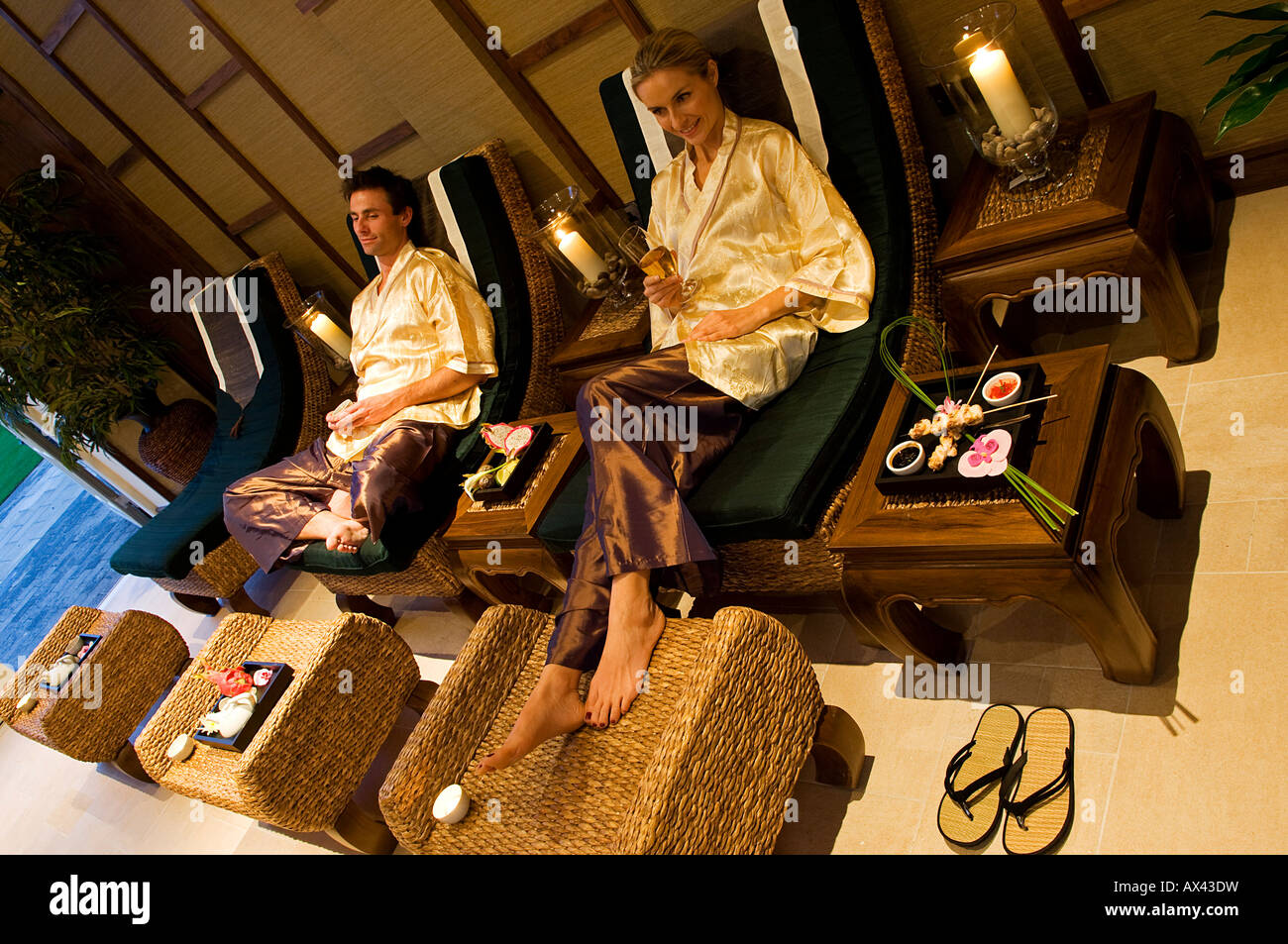 Northern Ireland, Fermanagh, Enniskillen. A couple relax in The ...