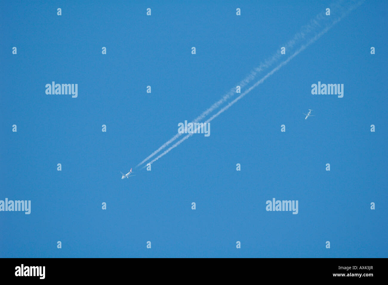 trace of aircraft into the sky Stock Photo - Alamy