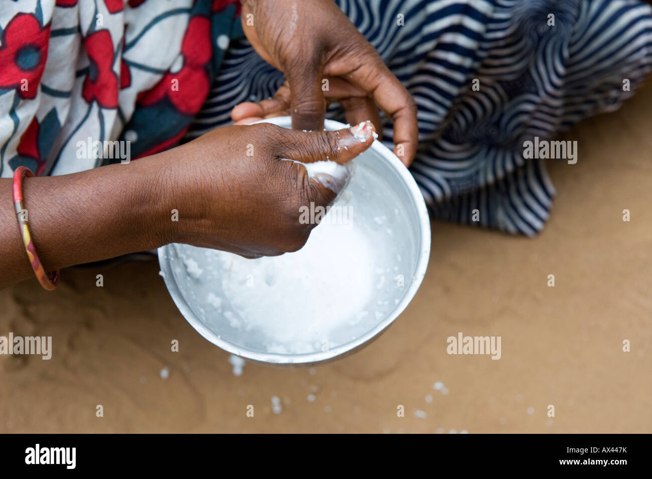 Zanzibar native woman cook the food in a village of the interland Stock ...