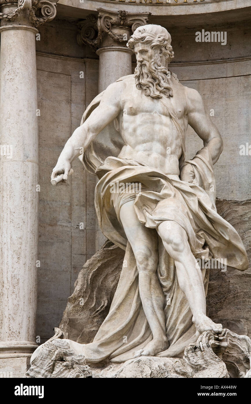 Detail of Pietro Bracci's Neptune in Trevi Fountain Stock Photo - Alamy