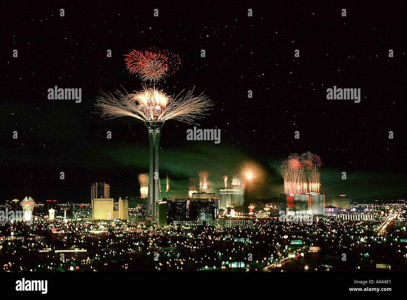 Fireworks display on a grand scale in Las Vegas Nevada Stock Photo - Alamy