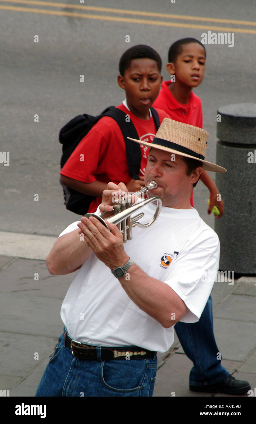 Musician Plays in Downtown New Orleans USA Stock Photo - Alamy