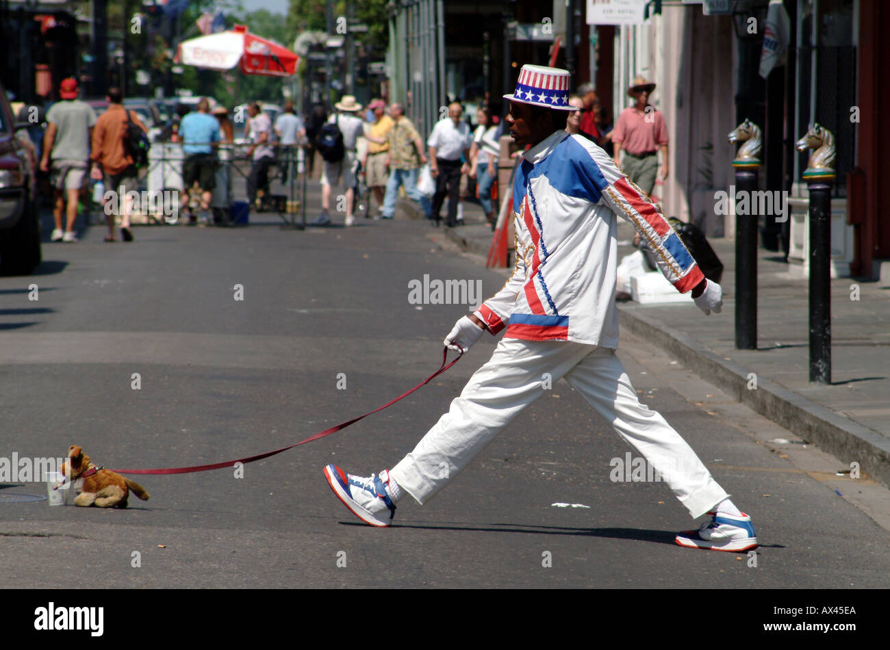 New Orleans Louisiana USA Busker working in the French Quarter Deep ...