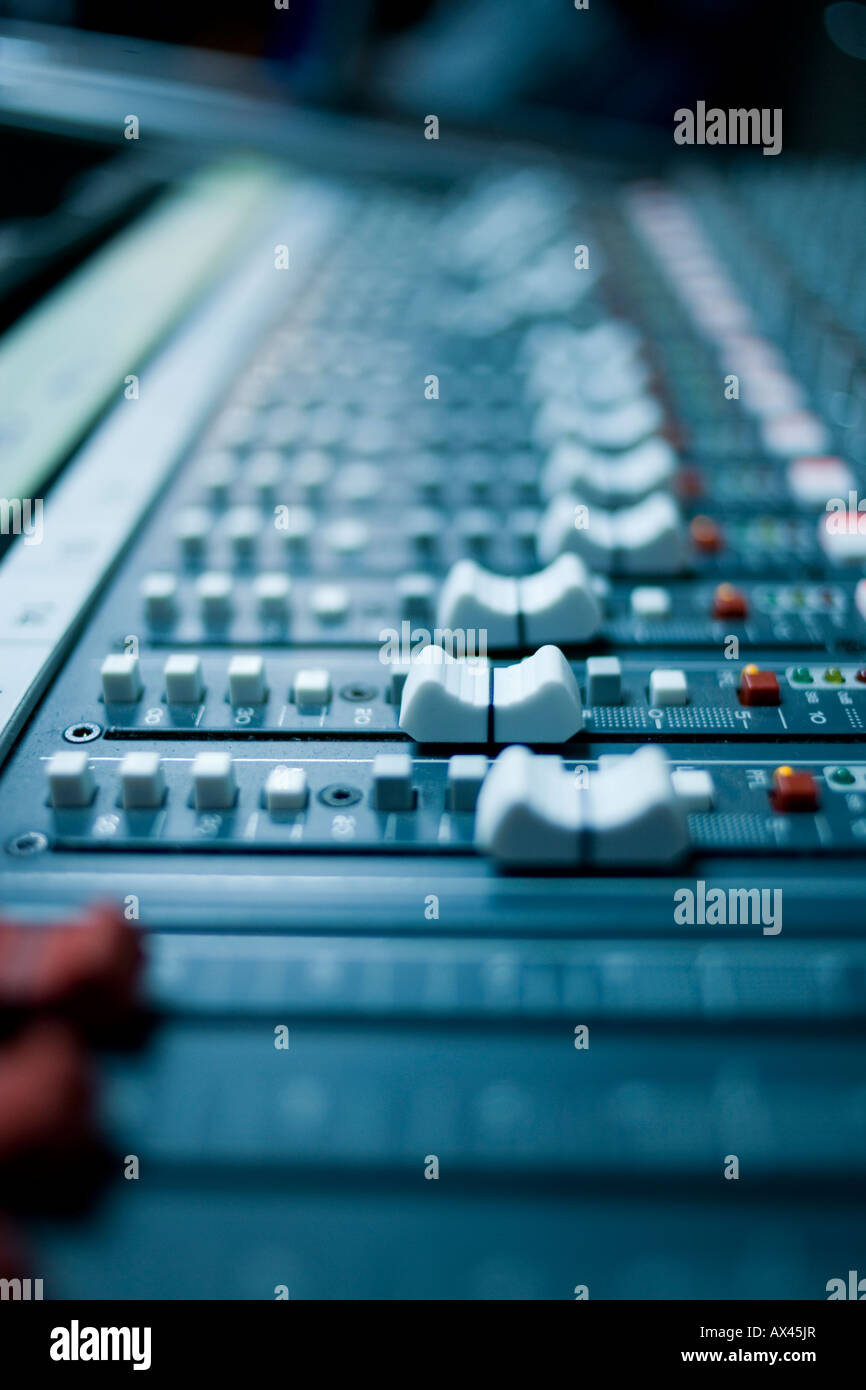 detail of an audio mixer inside a recording studio Stock Photo - Alamy
