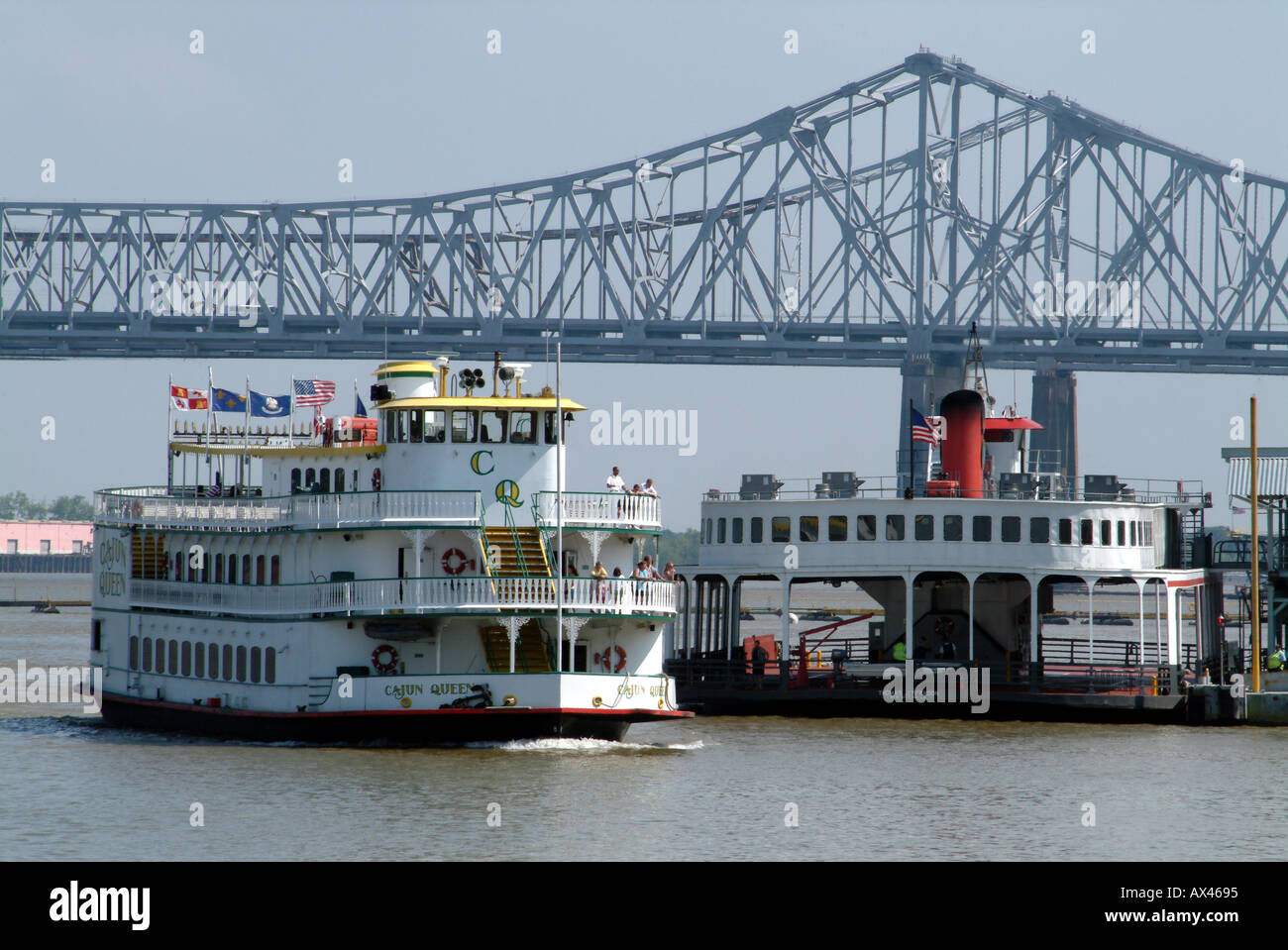 New Orleans Louisiana USA The Cajun Queen and Thomas Jefferson ferry on ...