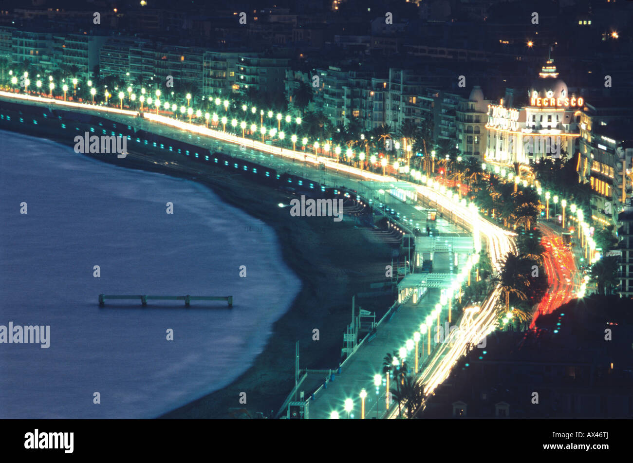 Promenade des Anglais at night Nice Alpes-MAritimes 06 Cote d'azur ...