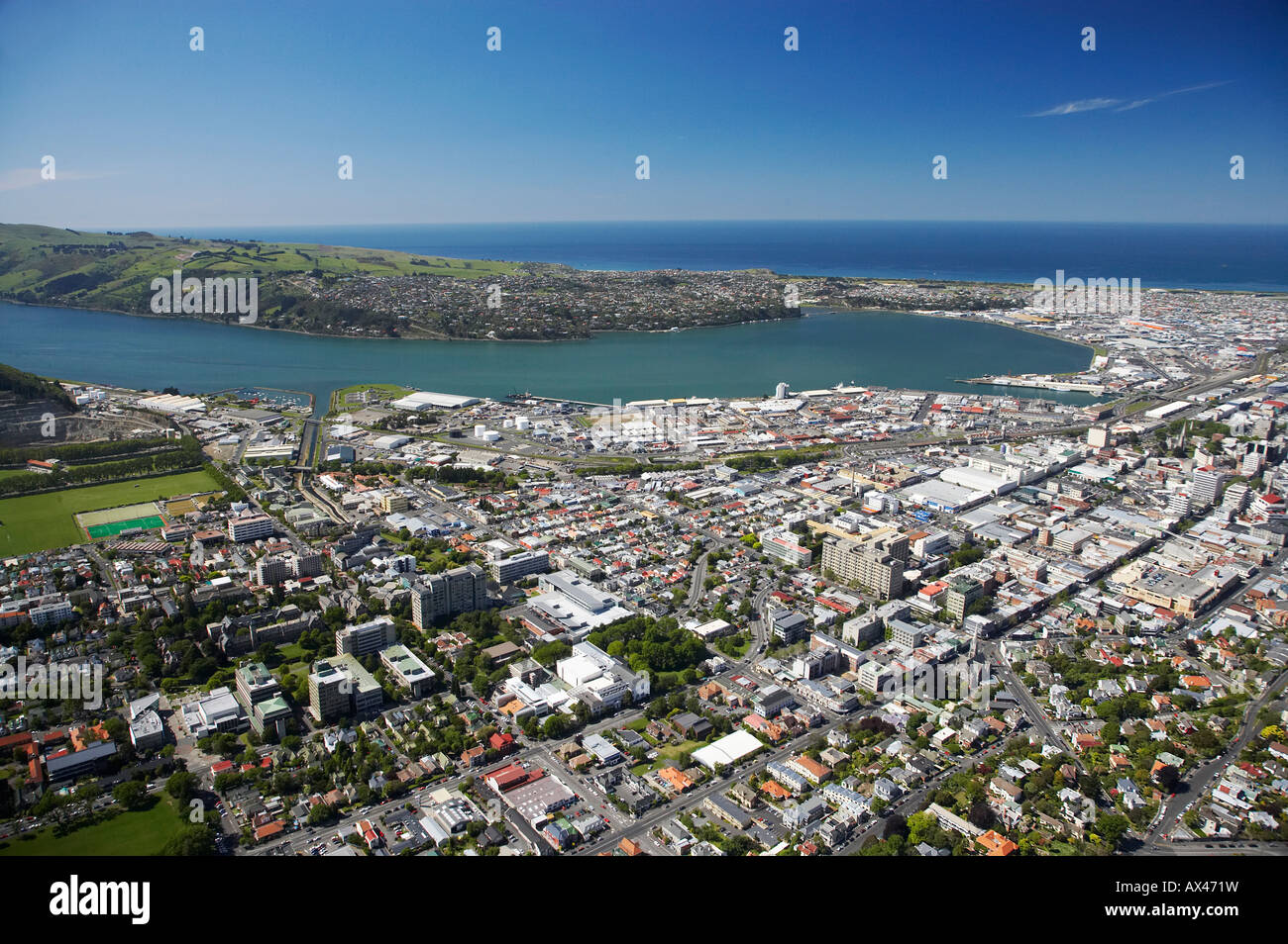 Universiity of Otago Campus and Otago Harbour Dunedin South Island New ...