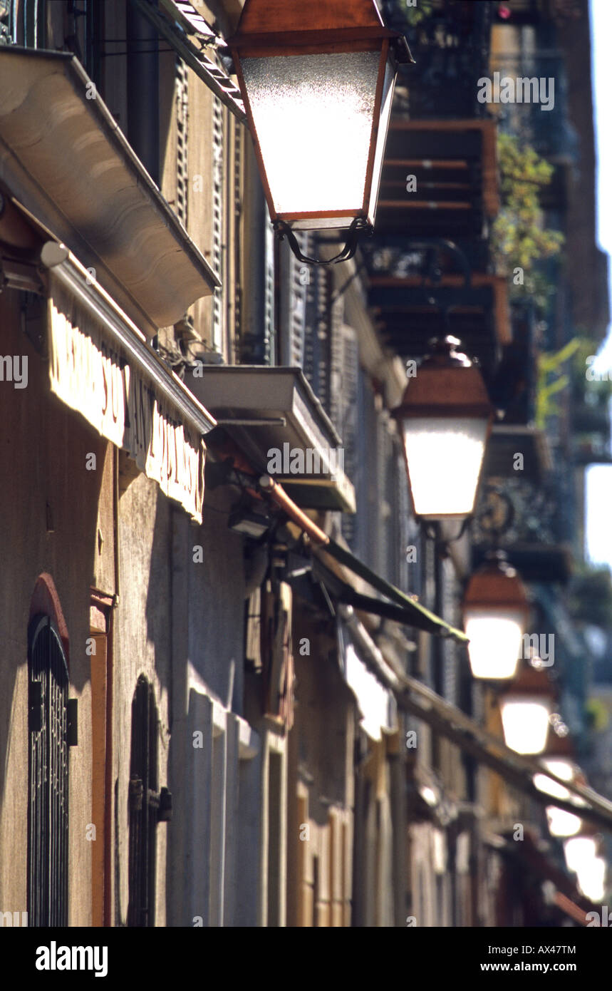old city streetlights lamp lighted by the sun Stock Photo - Alamy