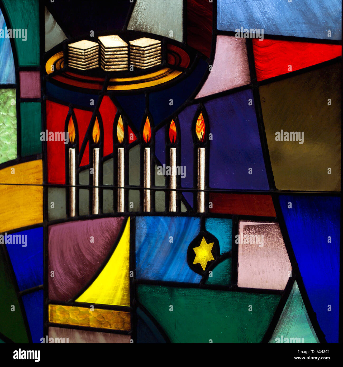 Judaica symbols windows Stock Photo - Alamy
