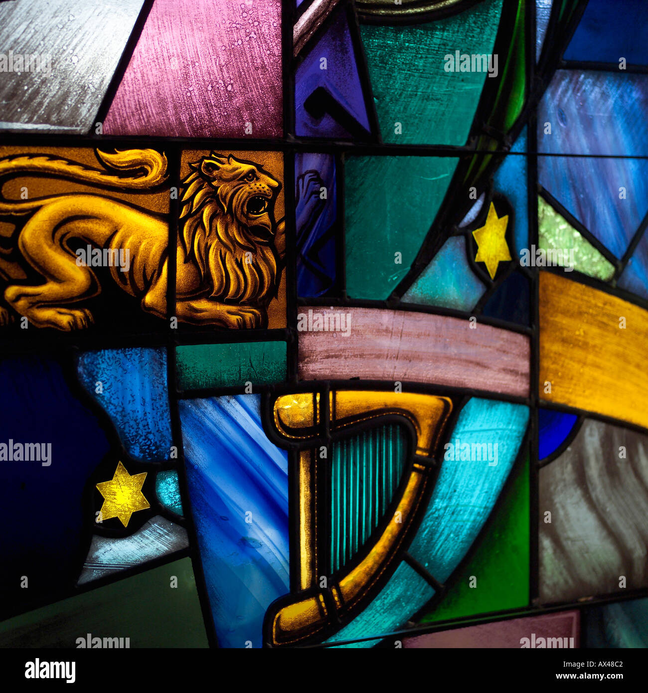 Judaica symbols windows Stock Photo - Alamy
