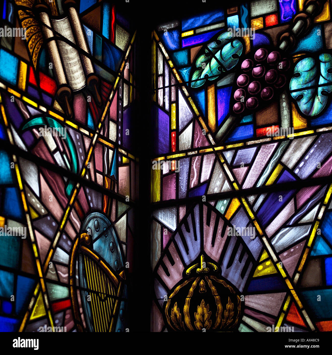 Judaica symbols windows Stock Photo - Alamy