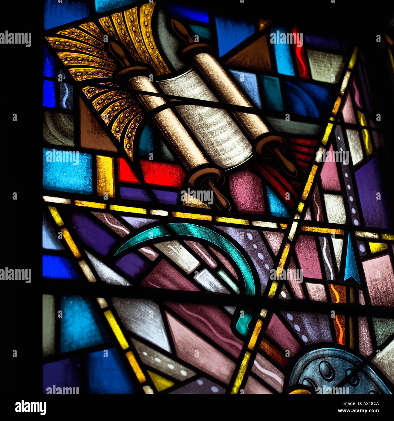 Judaica symbols windows Stock Photo - Alamy