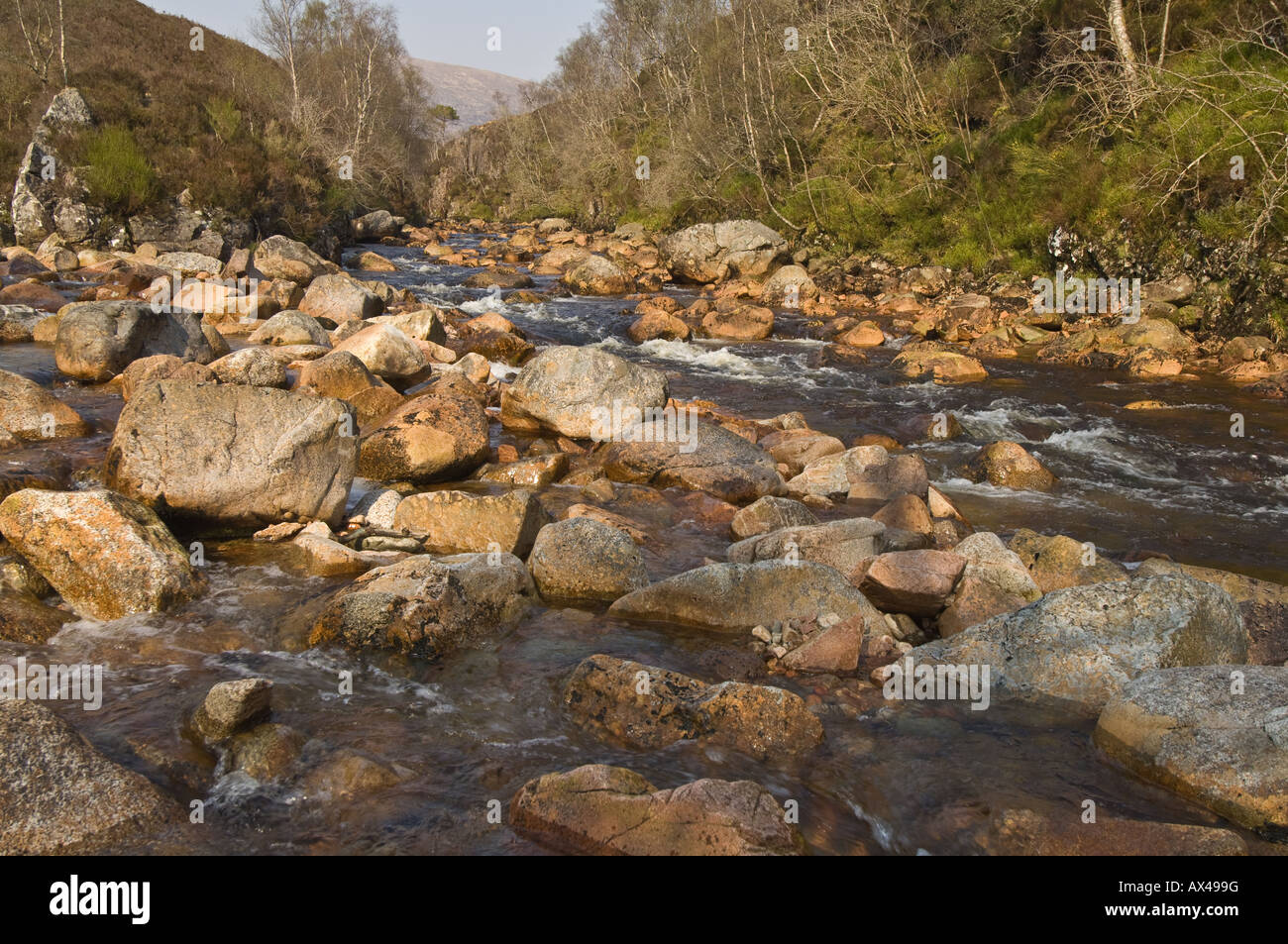 Rocks in the River Coe in Glen Coe, Lochaber, Highland, Scotland, UK ...