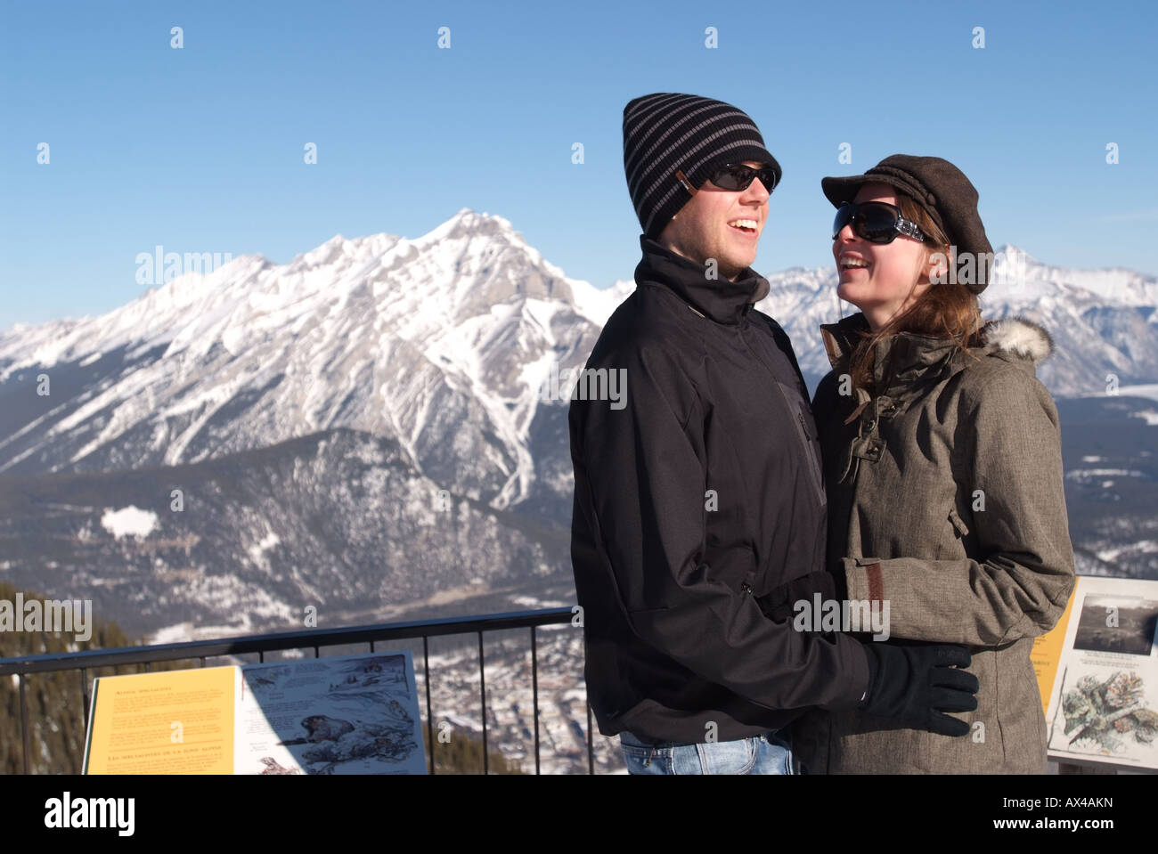 CANADA Alberta Banff Banff National Park Young couple at Swanson s Peak ...