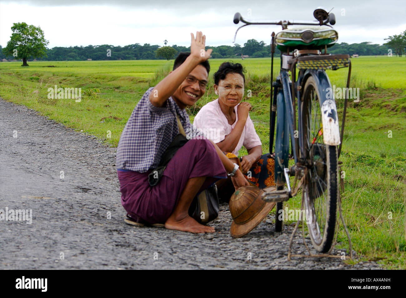 Local people outside Bago Stock Photo - Alamy