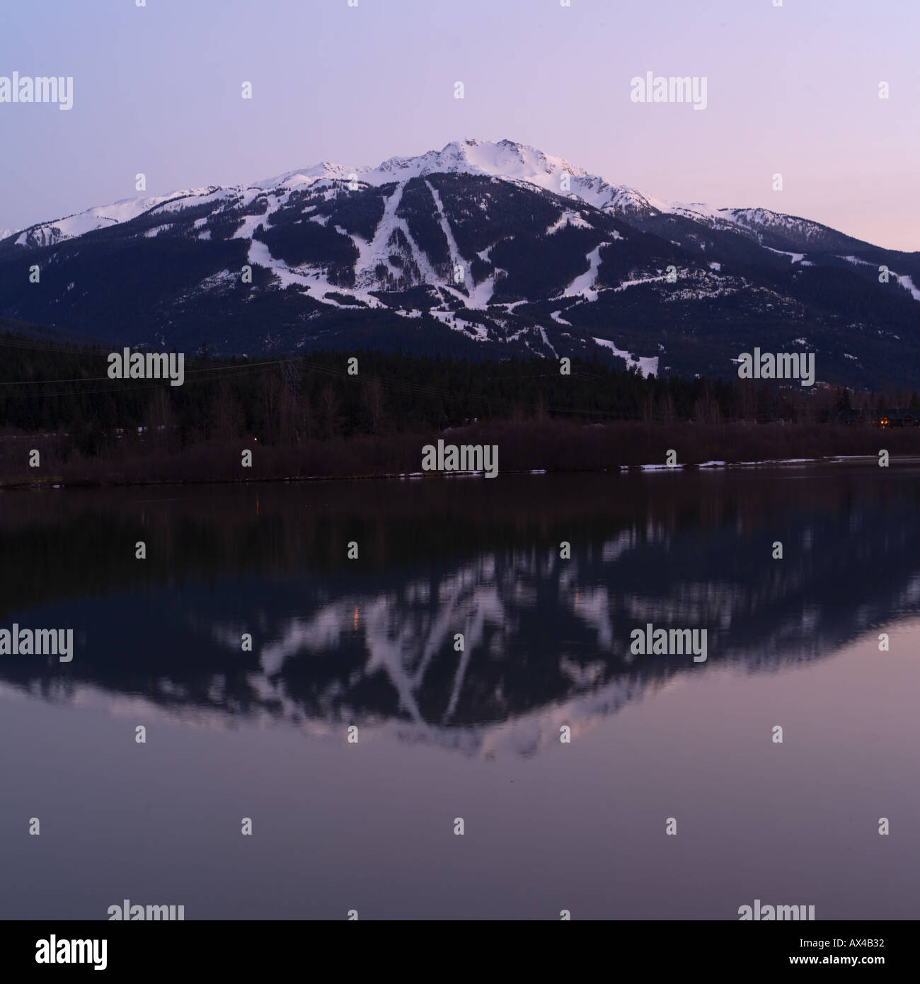 Whistler British Columbia Canada mountain reflecting in a lake at ...