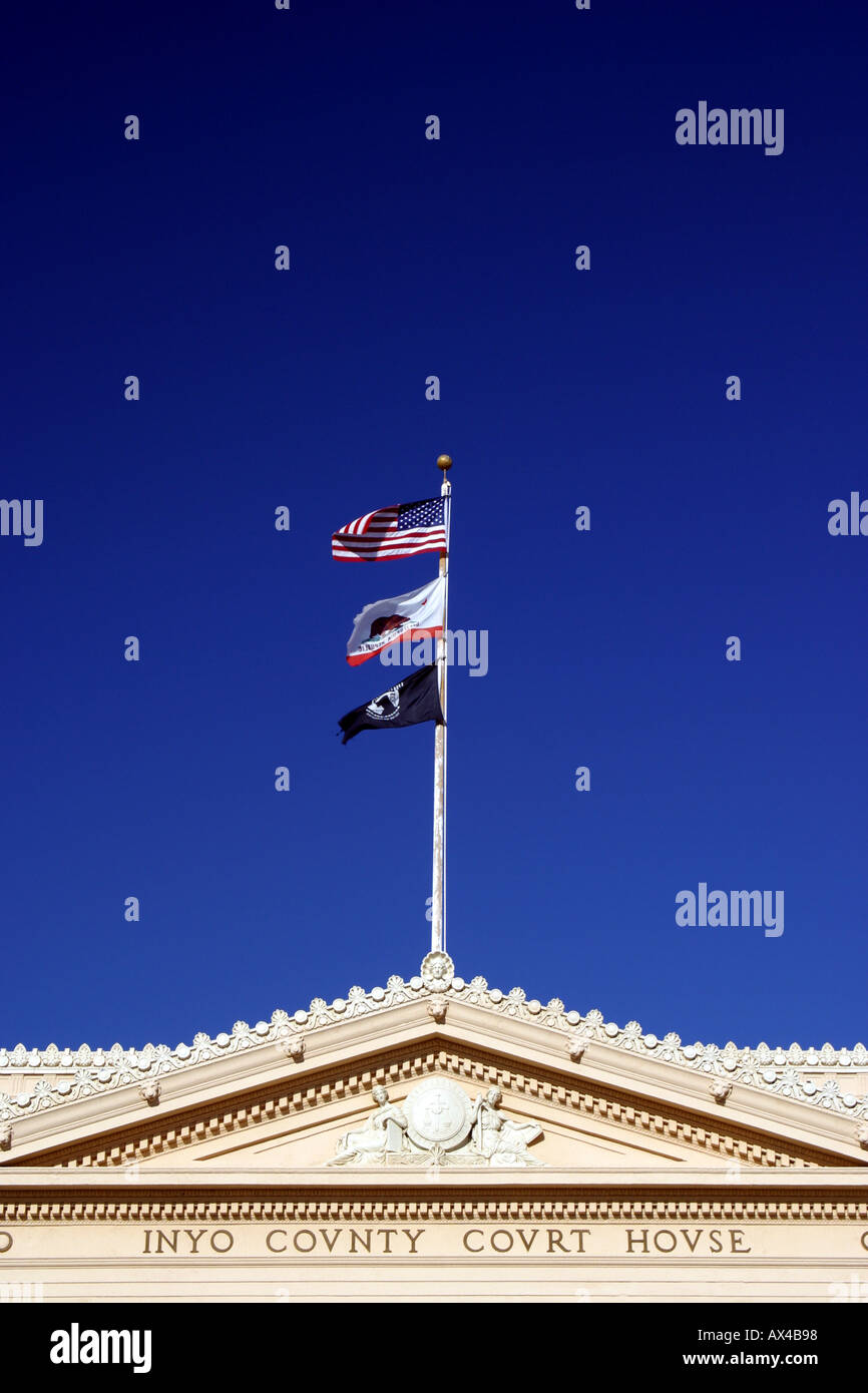 American flag flying on the Inyo County Courthouse in Independence ...