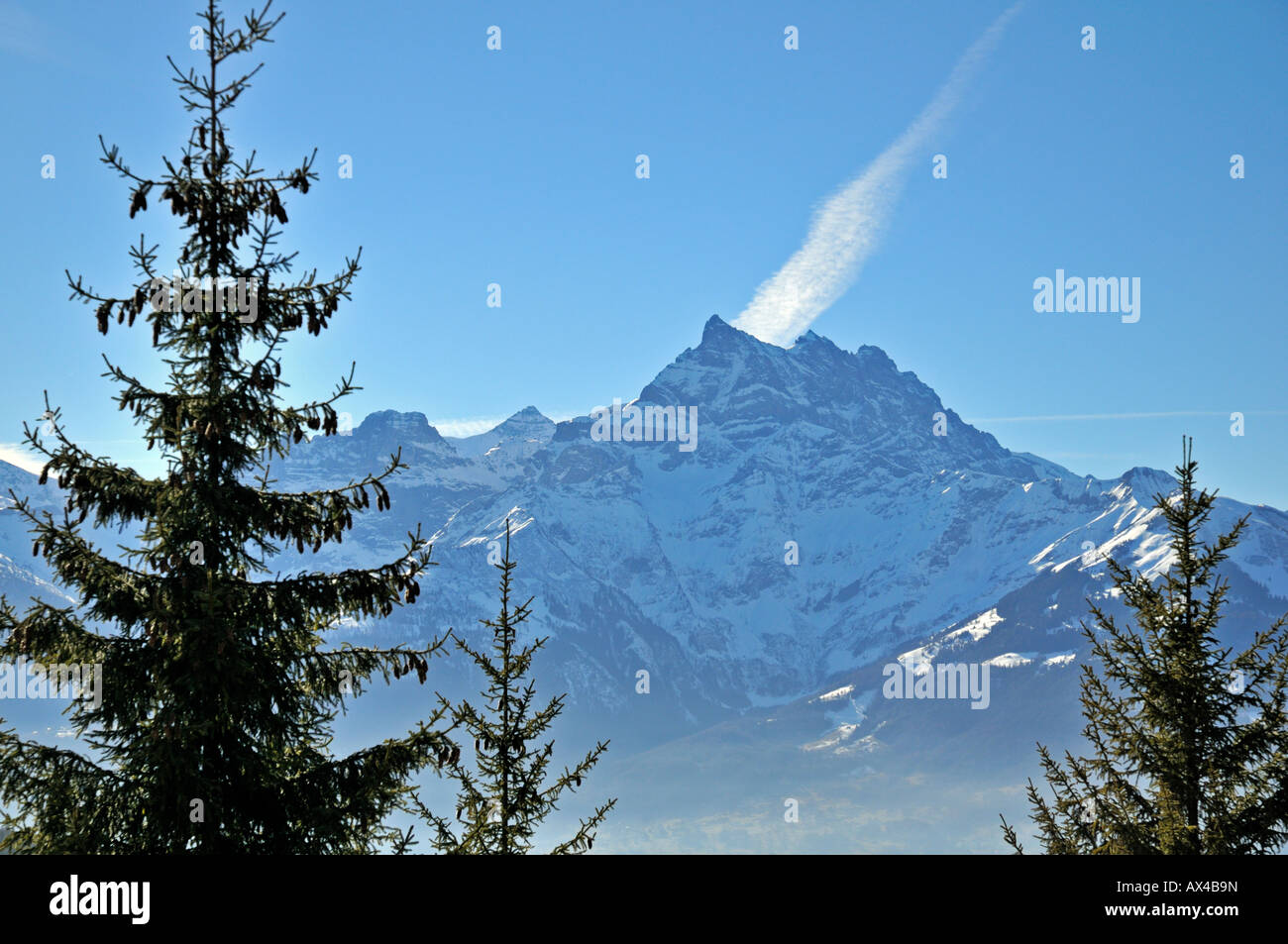 Swiss alpine mountain view, Villars, Switzerland Stock Photo - Alamy