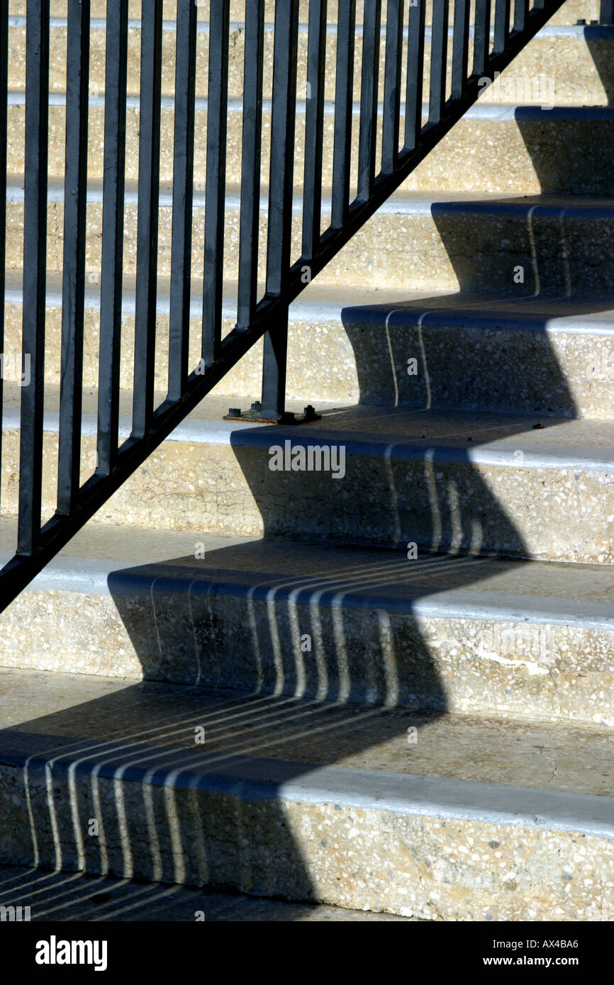 Pattern of light and shadow on the steps leading up to the Inyo County ...
