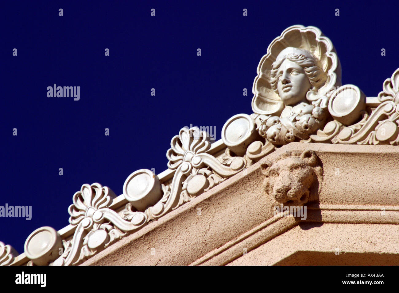 Architectural detail along the roofline of the Inyo County Courthouse ...