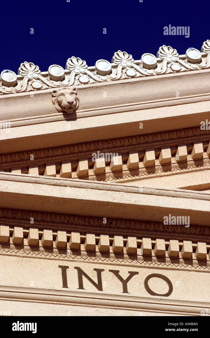 Architectural detail along the roofline of the Inyo County Courthouse ...