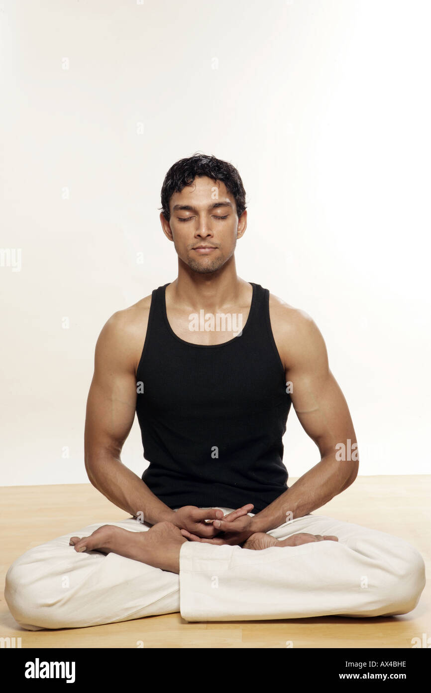 Indian man yoga padmasana hi-res stock photography and images - Alamy