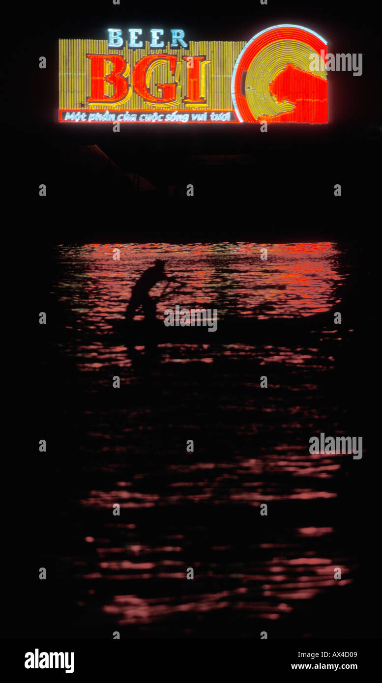 bgi beer sign mytho mekong delta vietnam Stock Photo - Alamy