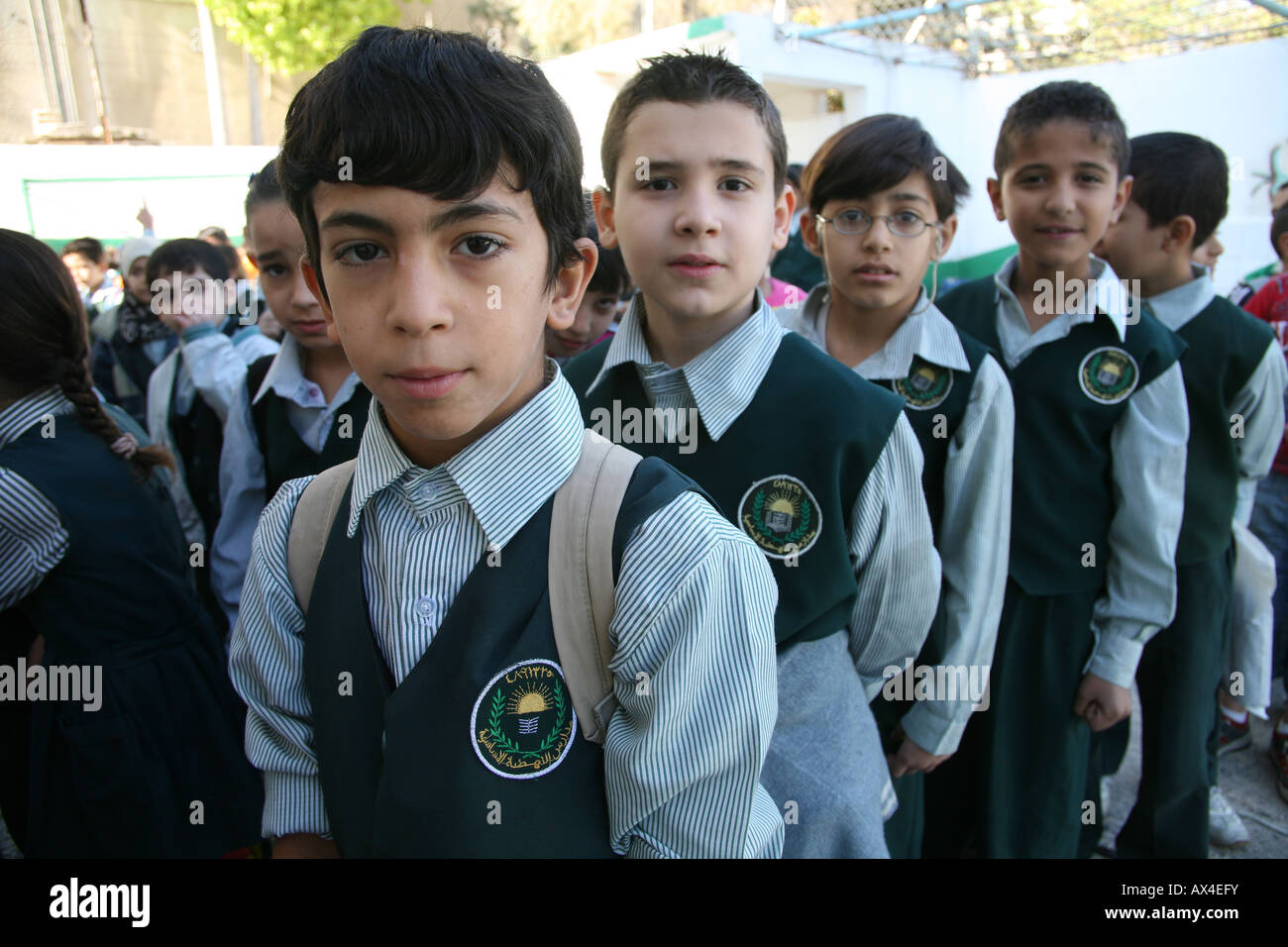 chool children playing at a schoolsquare in Amman, jordan Stock Photo ...