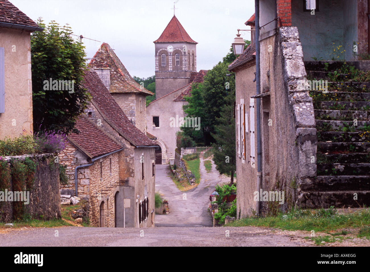 Church in the village of Carlucet. On the Causse de Gramat, Lot region ...