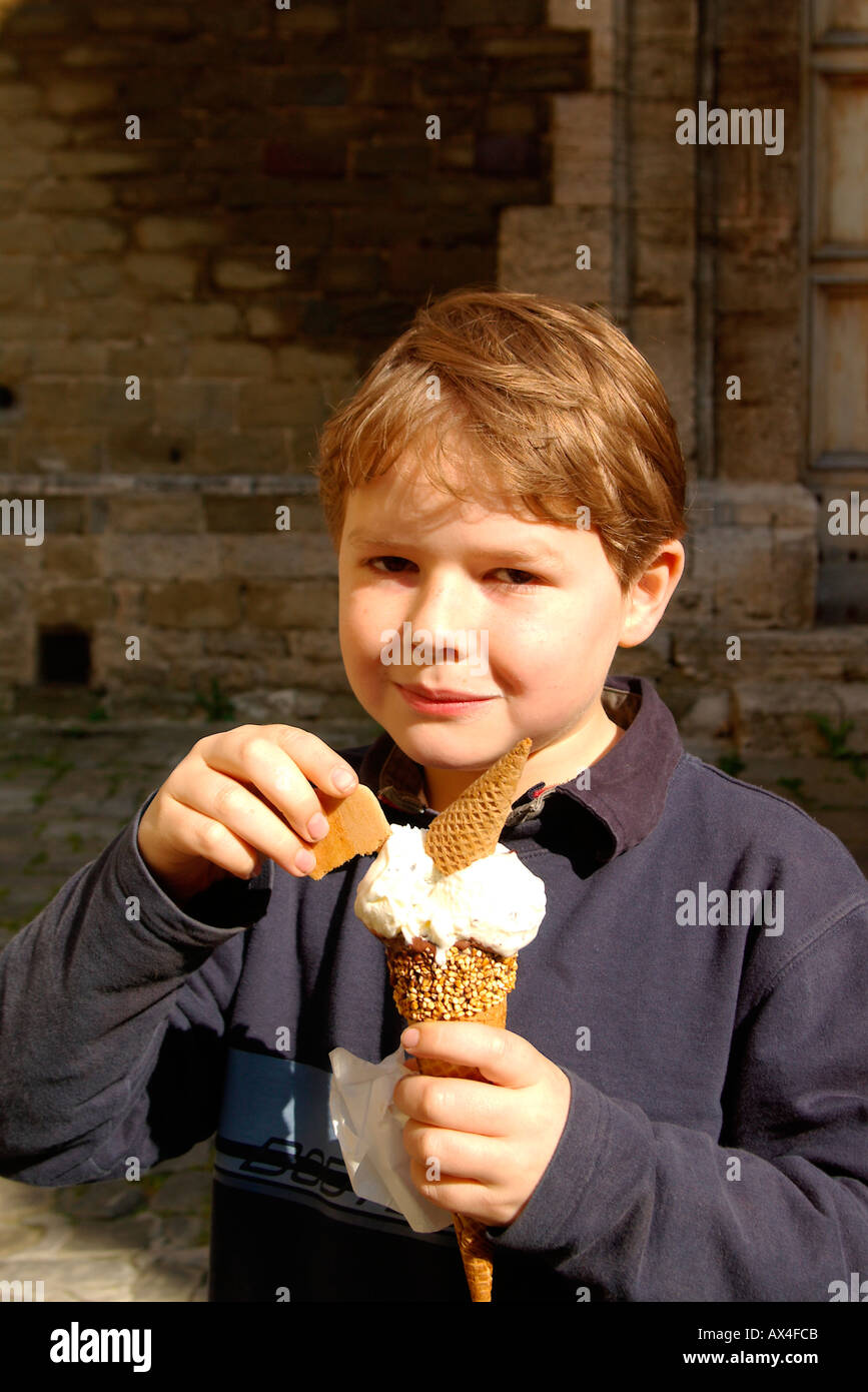 boy eating an Italian Gelato Stock Photo - Alamy