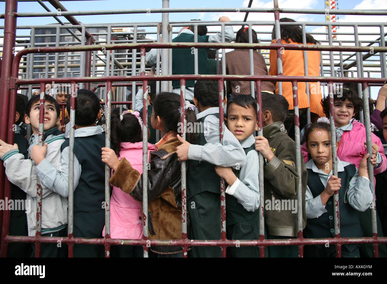 school children playing at a fancy fair in Amman, jordan Stock Photo ...