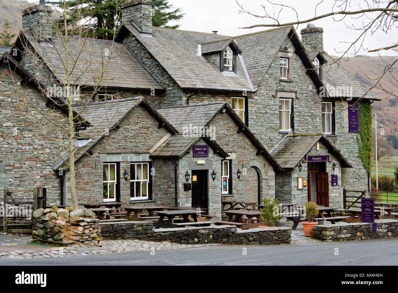 The Old Dungeon Ghyll Hotel, Great Langdale, Cumbria, UK Stock Photo ...