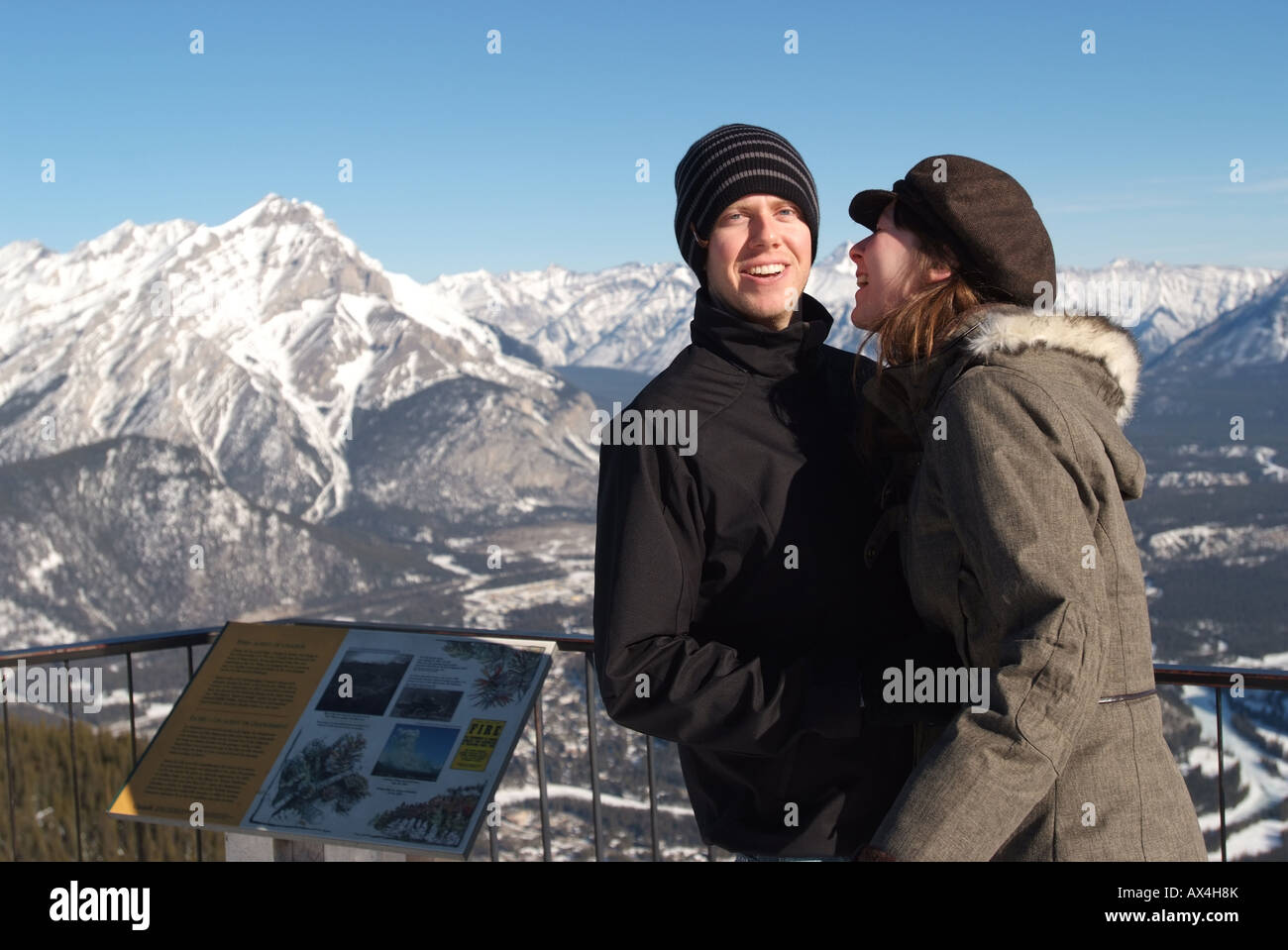CANADA Alberta Banff Banff National Park Young couple at Swanson s Peak ...