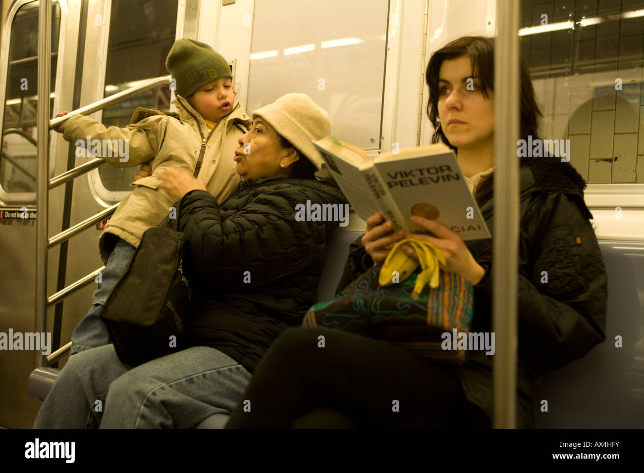 Riding the No 6 train Lexington Line in Manhattan NYC Stock Photo - Alamy