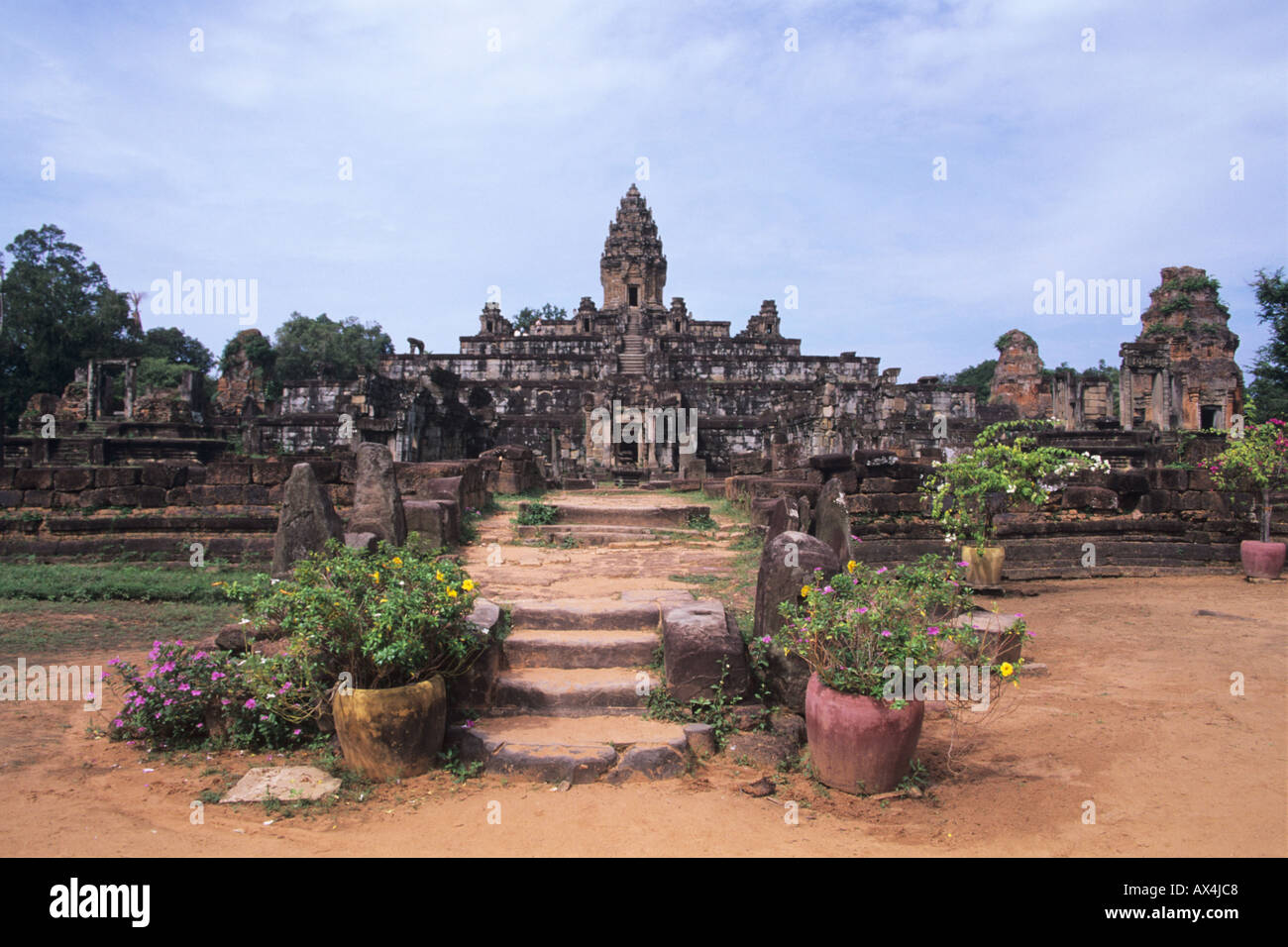 The approach to Bakong Temple in the Siem Reap area of Cambodia Stock ...