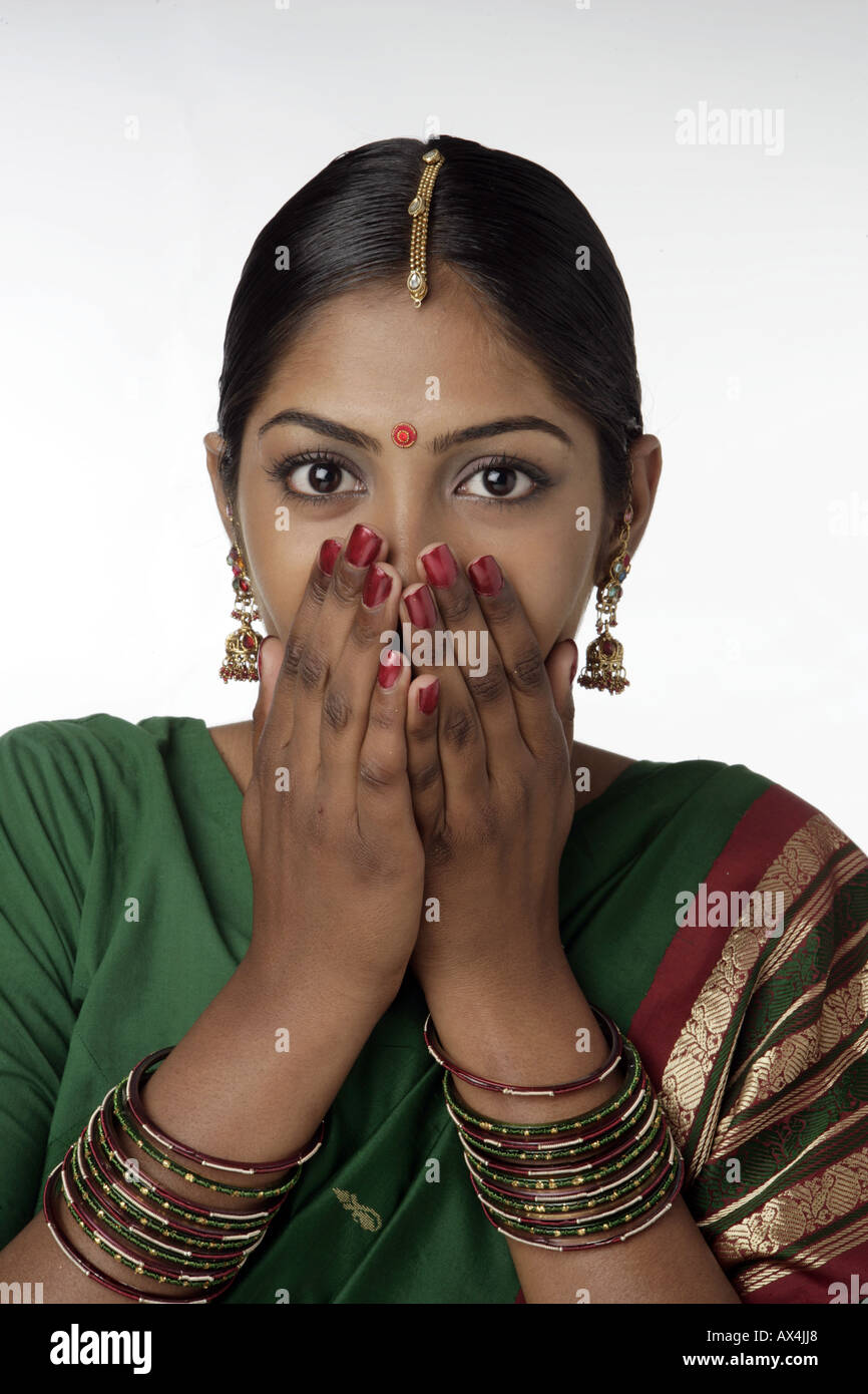 Indian young woman shocked expression hi-res stock photography and ...