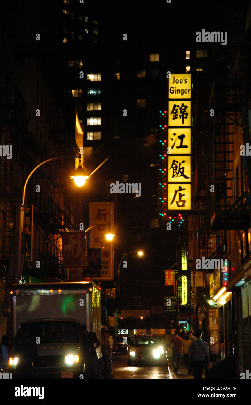 Chinatown at night New York USA Stock Photo - Alamy