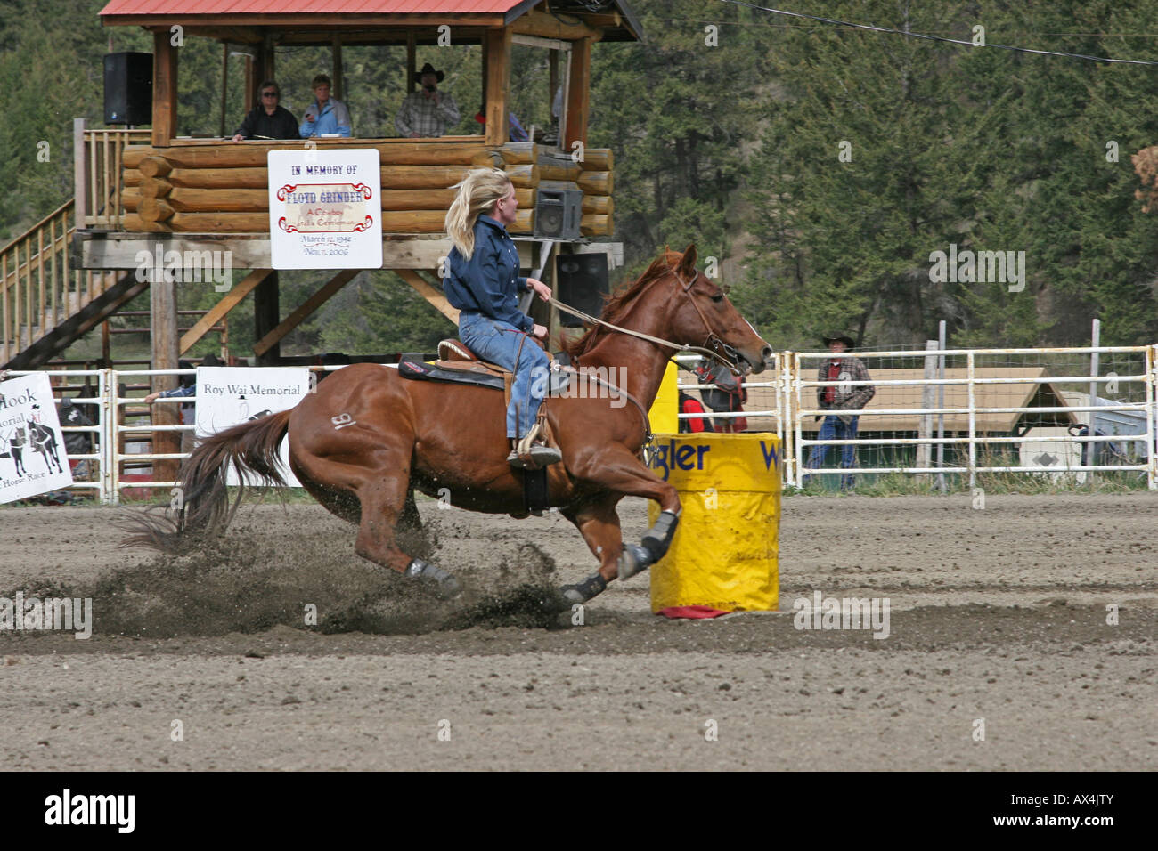 Barrel racing at a rodeo Stock Photo - Alamy