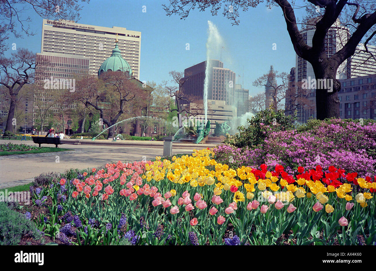 Springtime at Swann Fountain - Philadelphia, PA Stock Photo - Alamy