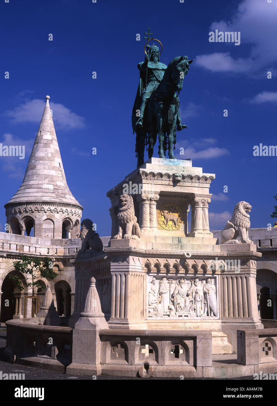 Statue of St Stephen Szent Istvan Fishermen's Bastion Buda Budapest ...
