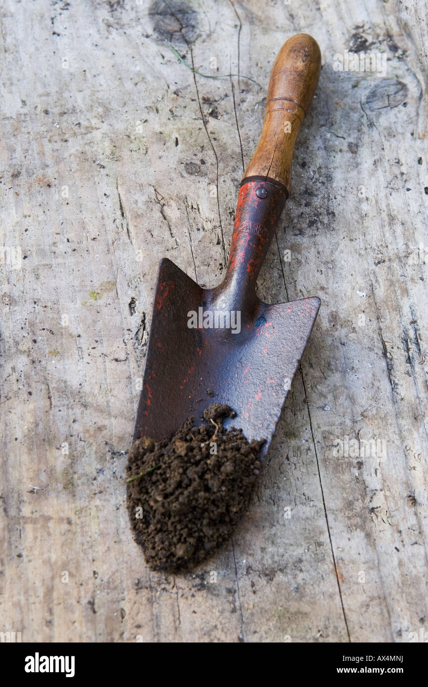 Trowel and soil Stock Photo - Alamy