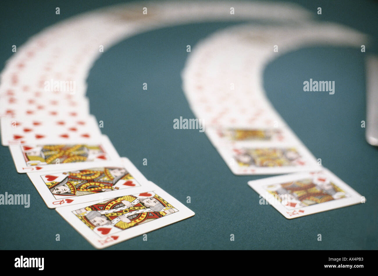 Playing cards spread out on a table Las Vegas Nevada USA Stock Photo ...