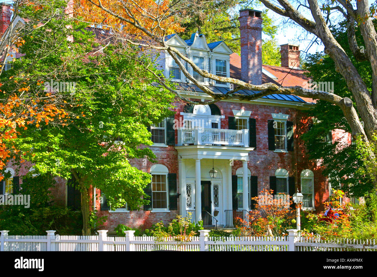 Traditional New England house with fall foliage in Reading Vermont ...