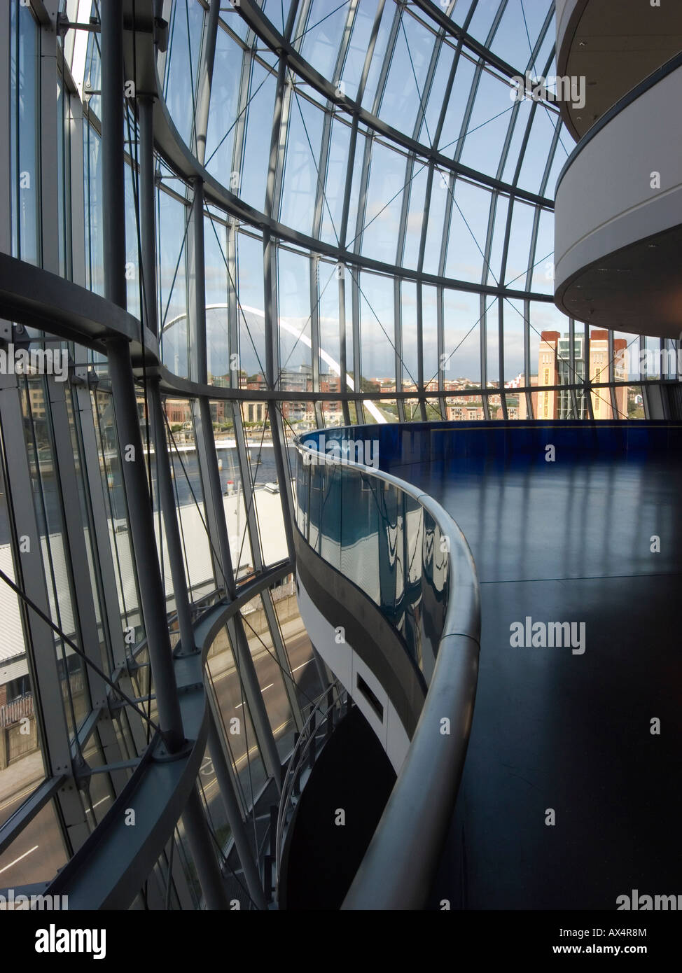 Interior of the foyer of the Sage concert hall at Gateshead with the ...