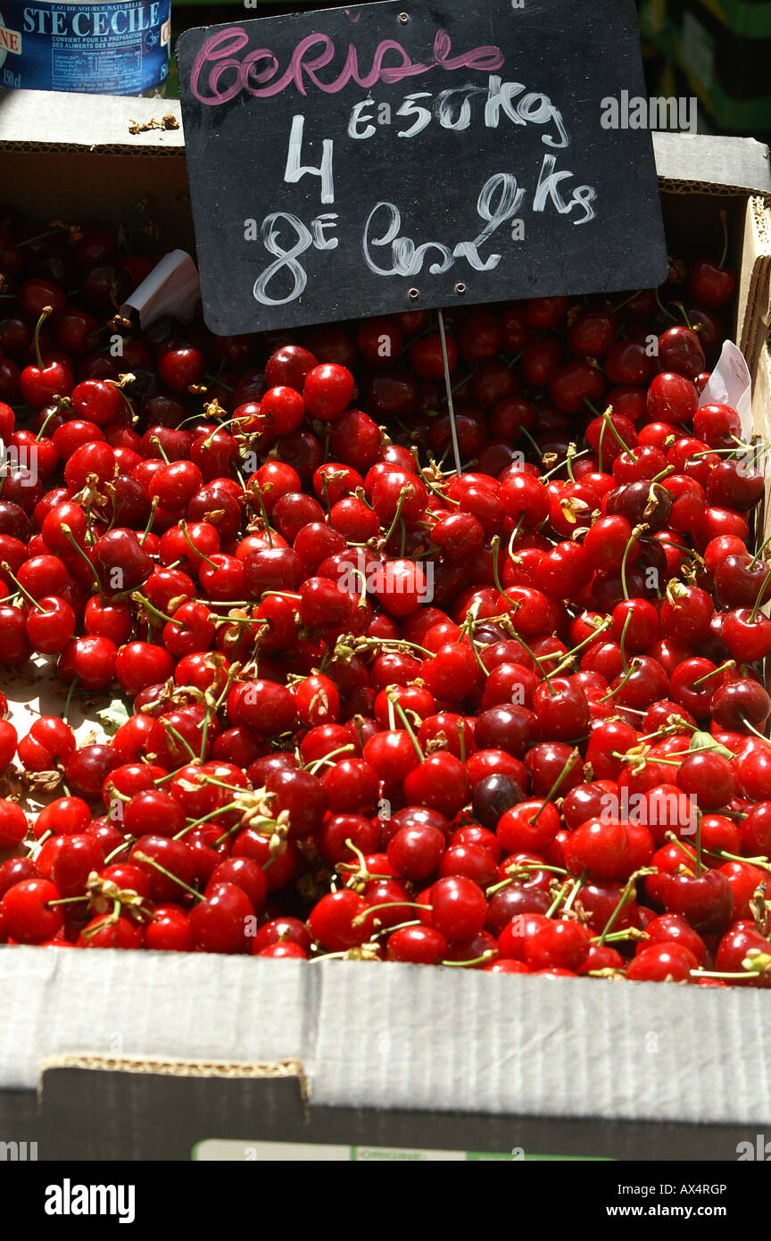 Cherries in a French market in Provence - Succulent cerises Stock Photo ...