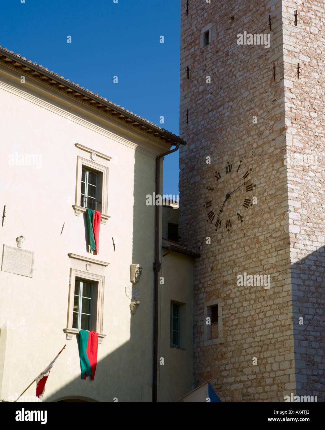 Medieval tower Trevi Umbria Italy Stock Photo - Alamy