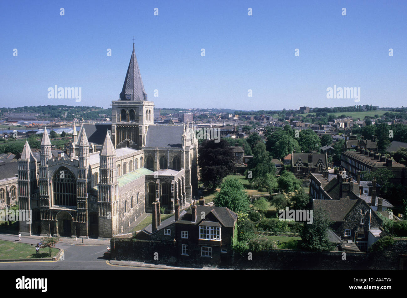 Rochester cathedral and town Kent medieval English architecture ...
