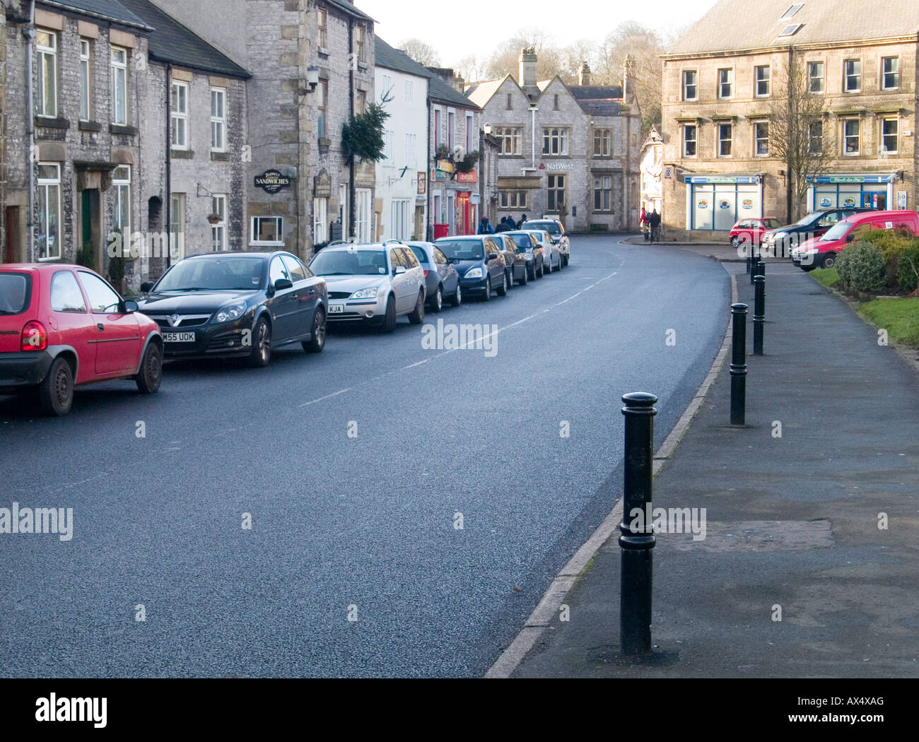 The main road through the village of Tideswell in the Peak District ...