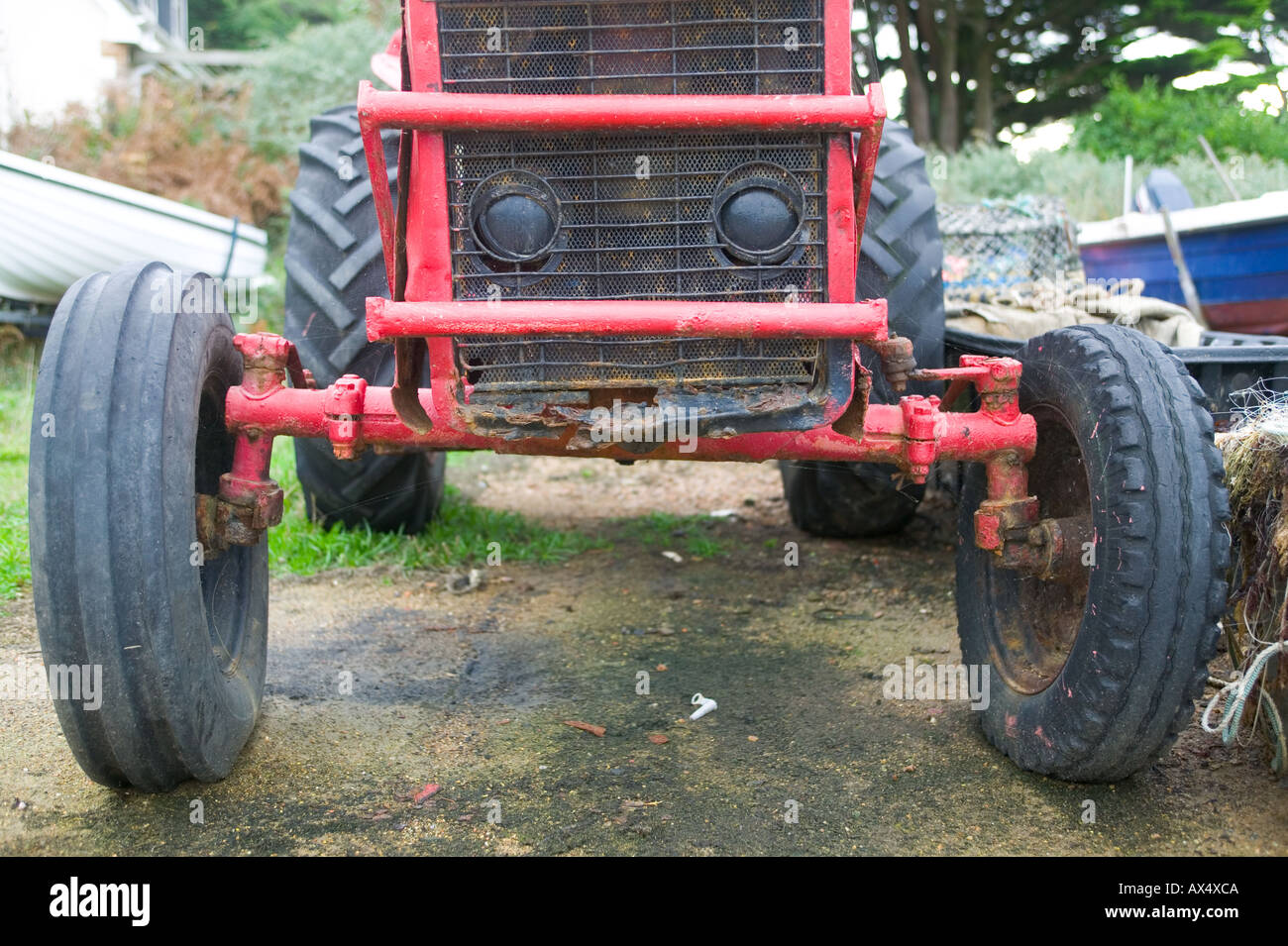 Front of old tractor looking like human face Stock Photo - Alamy